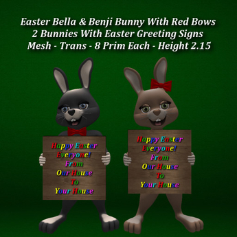 Second Life Marketplace - Easter Bella & Benji Bunny With Red Bow