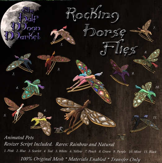 Second Life Marketplace - The Half Moon Market - Rocking Horse Flies ...