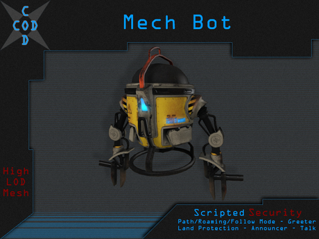 Second Life Marketplace - [COD] Mech Bot (Security/Greeter/Path/Roaming ...