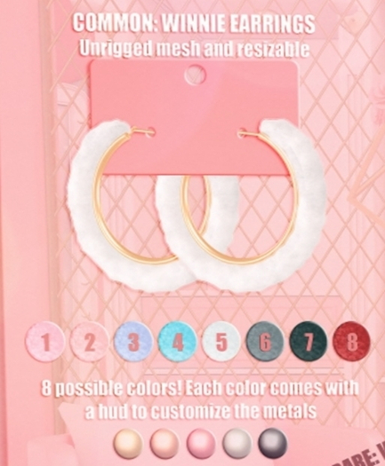 Second Life Marketplace - DAZED. Winnie Gacha Earrings in Gray 6