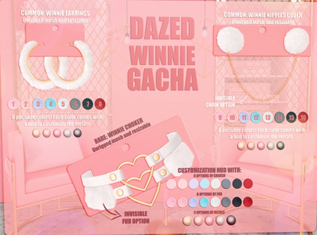 Second Life Marketplace - DAZED. Winnie Gacha Earrings in Gray 6