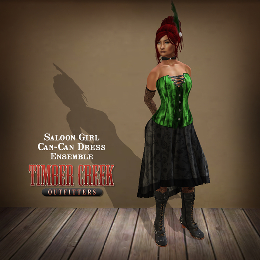 Second Life Marketplace - [Timber Creek] Saloon Girl Ensemble-Emerald-Boxed