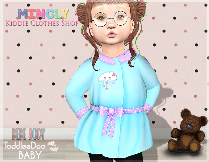 Second Life Marketplace - ToddleeDoo Baby & Bebe Spring Aqua Raincoat