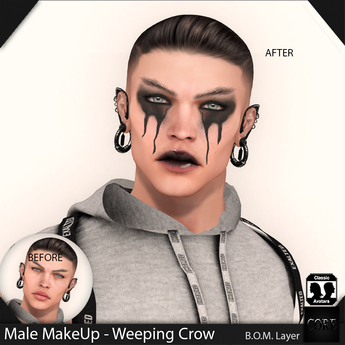 Second Life Marketplace - ::: Core ::: Male MakeUp - Weeping Crow Black
