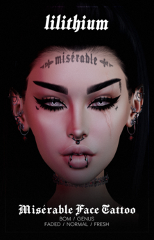 Second Life Marketplace - LILITHIUM - Miserable Face Tattoo
