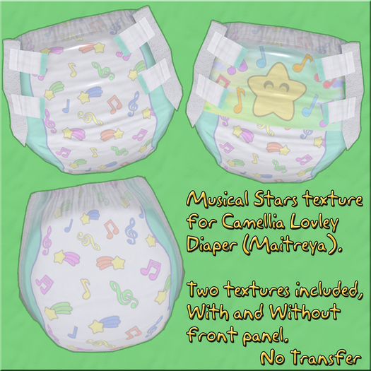 Second Life Marketplace - !ELC! Camellia - Diaper Texture - Musical Stars