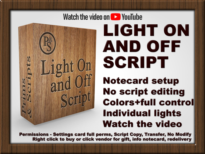 Second Life Marketplace - Prims & Scripts Light On and Off Script