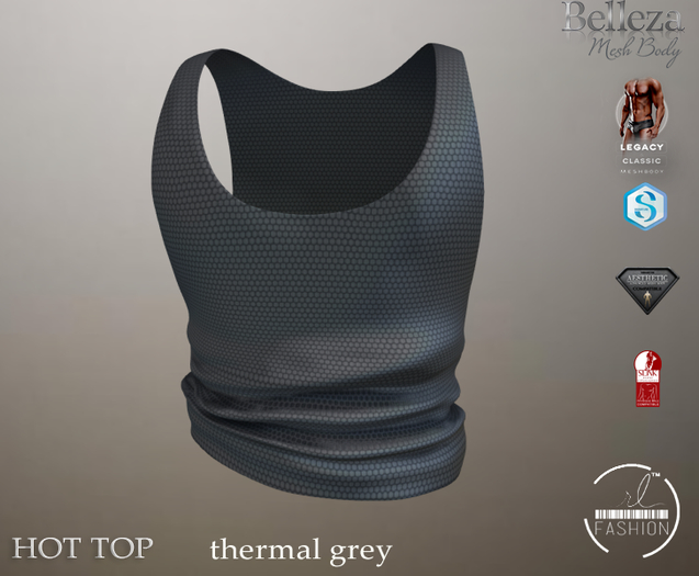 Second Life Marketplace - The Men's Hot Top Thermal Grey