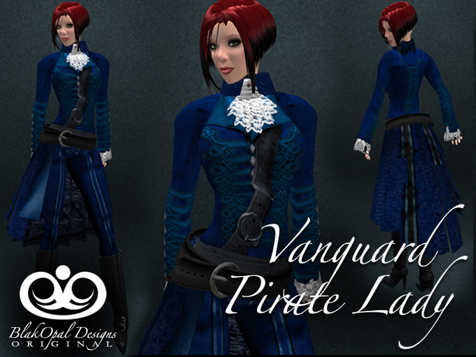 Second Life Marketplace - Vanguard Pirate Lady Outfit - Blue