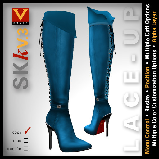 Second Life Marketplace - :: V Style SKk V.3 :: Blue Knee High Leather ...
