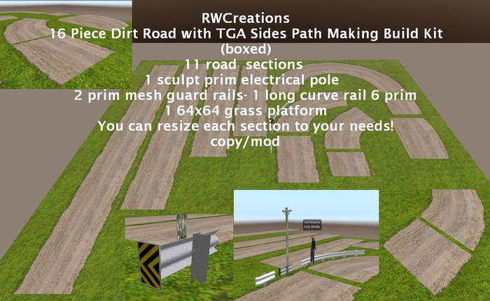 Second Life Marketplace - 18 Piece Dirt Road with TGA Sides Path Making ...