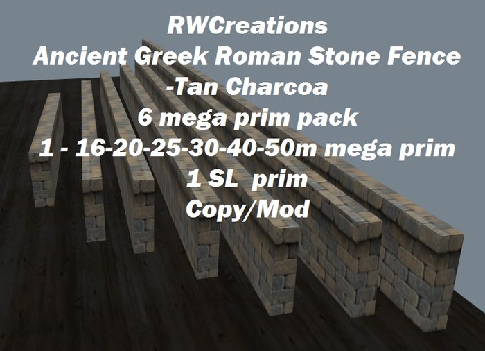 Second Life Marketplace - Ancient Egypt Greek Roman Stone Fence - Tan ...