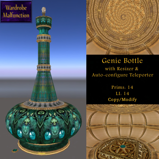 Second Life Marketplace - ~WM~ Giant Genie Bottle, Teal, Silver, and ...