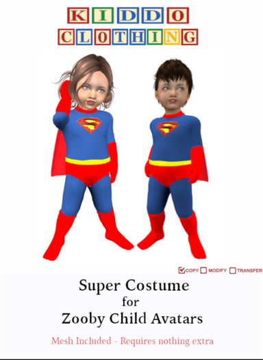 Second Life Marketplace - Super Costume for Zooby Child Avatar