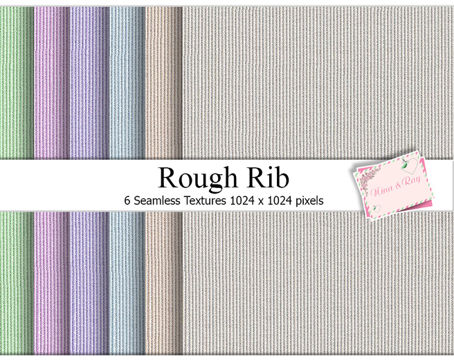 Second Life Marketplace - Rough Rib - 6 Textures Seamless - NINA and RAY NR