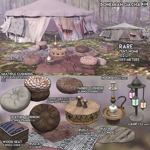 Second Life Marketplace - [Since1975] Bohemian Gacha - Wood Seat