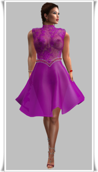 Second Life Marketplace - Short Prom Dress Lace & Belt with Color HUD ...