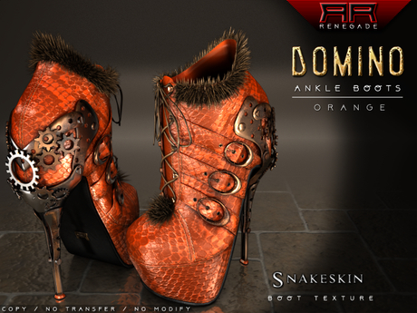 Second Life Marketplace - [Renegade] Domino Ankle Boots - Orange