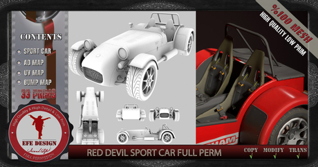 Second Life Marketplace - Red Devil Sport Car Full Permission Efe Design