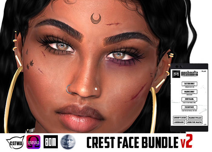 Second Life Marketplace - Crest Face Tattoo/Cuts Bundle