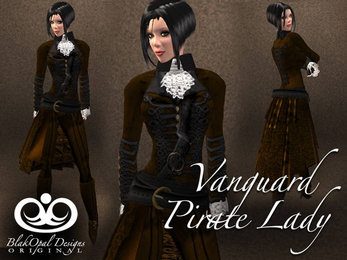 Second Life Marketplace - Vanguard Pirate Lady Outfit - Brown