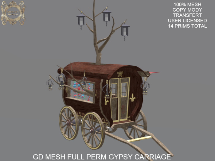 Second Life Marketplace - GD MESH FULL PERM GYPSY CARRIAGE