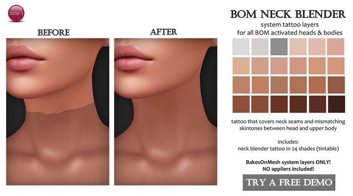 Second Life Marketplace - Izzie's - DEMO BOM Neck Blender