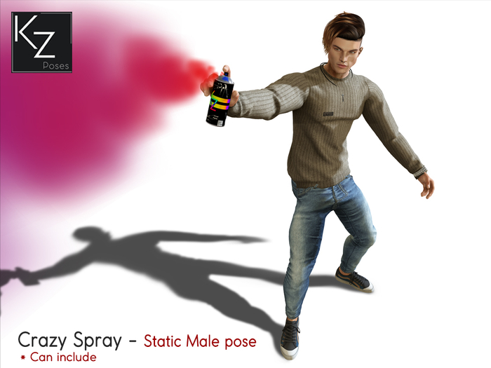 Second Life Marketplace - KZ poses - Crazy Spray - Static Male pose