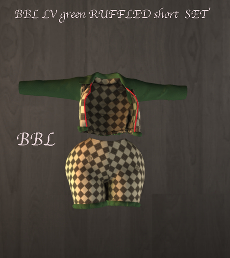Second Life Marketplace - BBL LV green RUFFLED short SET