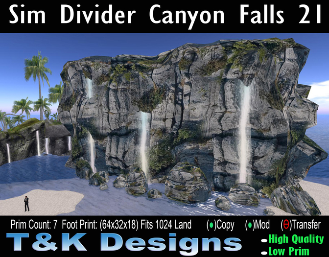 Second Life Marketplace - Sim Divider Canyon Falls 21 Sculpt(64x32x18 ...