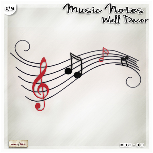 Second Life Marketplace - [V/W] Music Notes Wall Decor - Music inspired ...