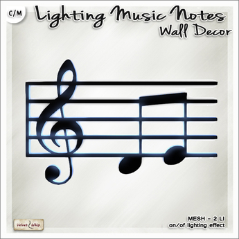 Second Life Marketplace - [V/W] Lighting Music Notes Wall Decor - Mesh art