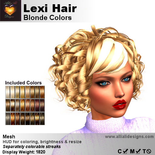 Second Life Marketplace - A&A Lexi Hair Blonde Colors, boxed