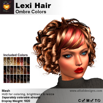 Second Life Marketplace - A&A Lexi Hair Ombre Colors, boxed