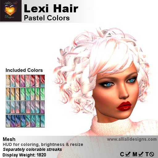 Second Life Marketplace - A&A Lexi Hair Pastel Colors, boxed