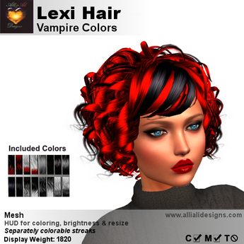 Second Life Marketplace - A&A Lexi Hair Vampire Colors, boxed