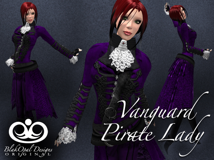 Second Life Marketplace - Vanguard Pirate Lady Outfit - Purple