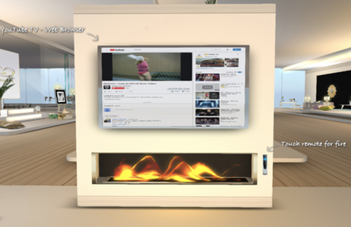 Second Life Marketplace - Modern Fireplace Wall - With On/Off Touch ...