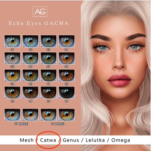 Second Life Marketplace - AG. Echo Eyes Gacha - Catwa - 12