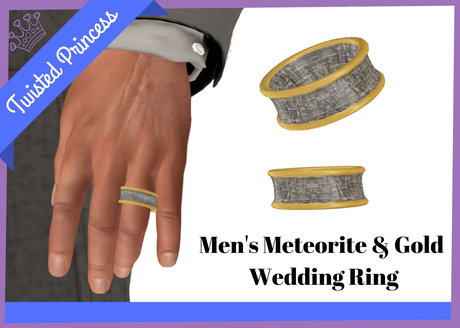 Second Life Marketplace - TP - Men's Meteorite & Gold Wedding Ring