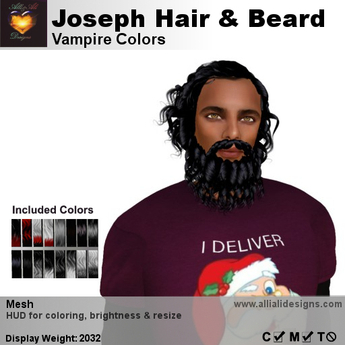 Second Life Marketplace - A&A Joseph Hair & Beard Vampire Colors V2, boxed