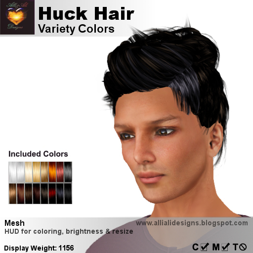 Second Life Marketplace - A&A Huck Hair Variety Colors V2, boxed