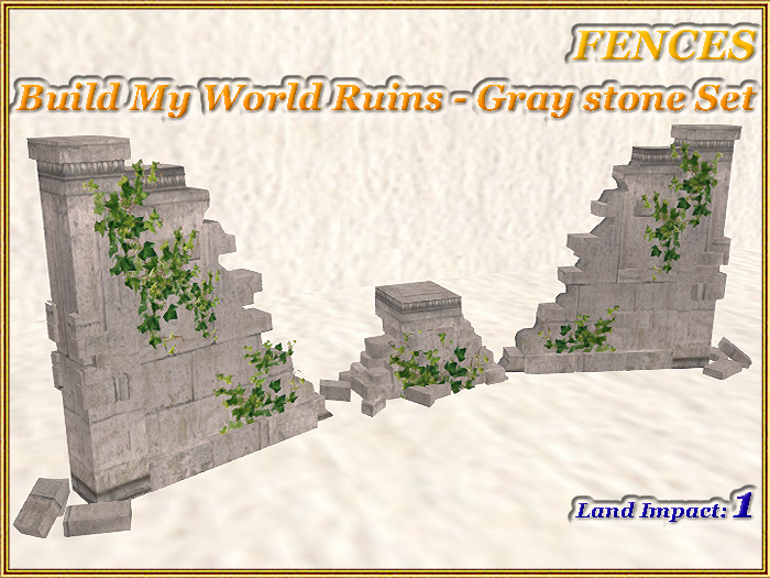 Second Life Marketplace - FENCES - Build My World Ruins - Gray stone ...