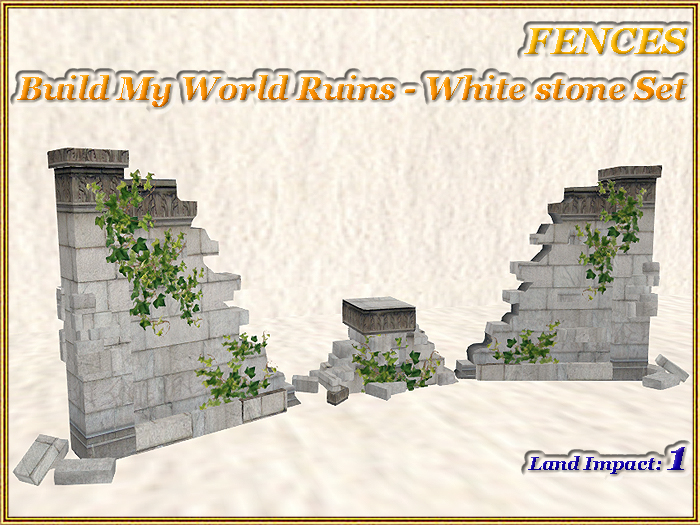 Second Life Marketplace - FENCES - Build My World Ruins - White stone ...