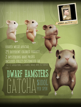 Second Life Marketplace - ::BB:: Dwarf Hamster Gacha - COMPLETE SET w ...
