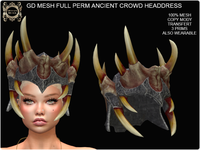 Second Life Marketplace - GD MESH FULL PERM ANCIENT CROWD HEADDRESS