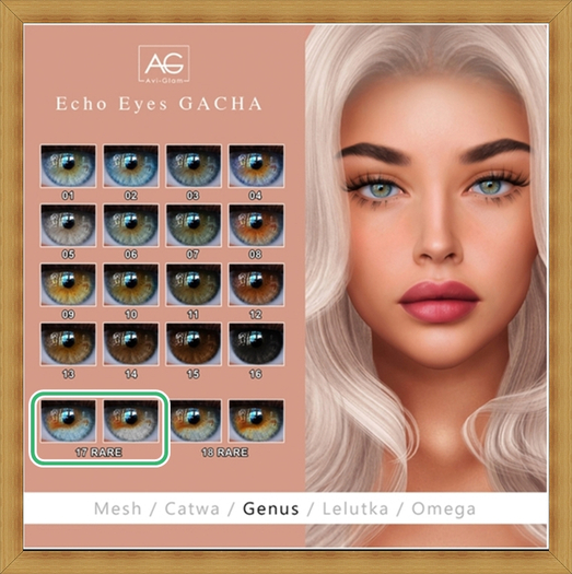Second Life Marketplace - AG. Echo Eyes Gacha - Genus - 17 RARE
