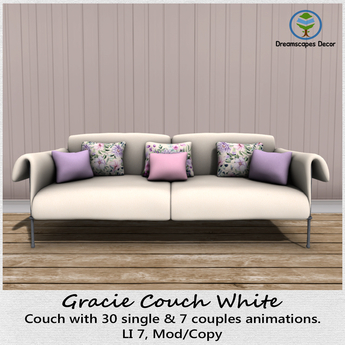 Second Life Marketplace - *Gracie* Couch White Set - Livingroom Set ...