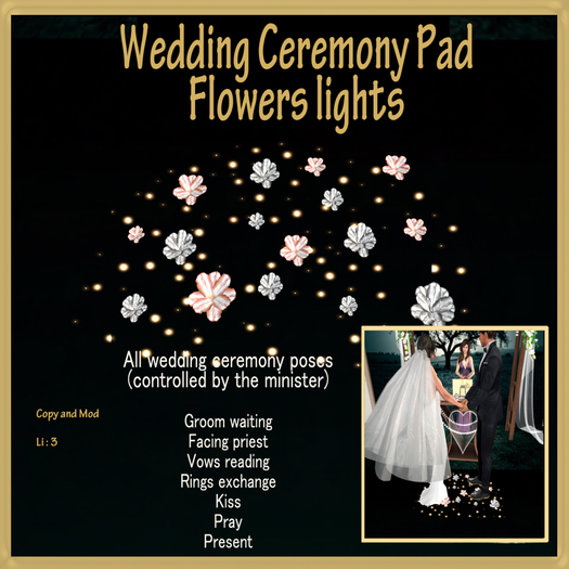 Second Life Marketplace - Wedding Ceremony Poses : Pad - Flowers Lights