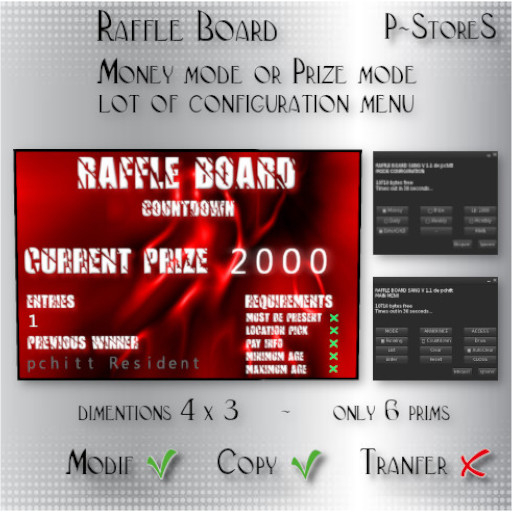 Second Life Marketplace - RAFFLE BOARD 1.S - UNPACK (wear me)
